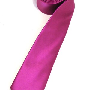 Mens Ties Fuchsia Pink Skinny Silk Necktie With Matching Pocket Square ...