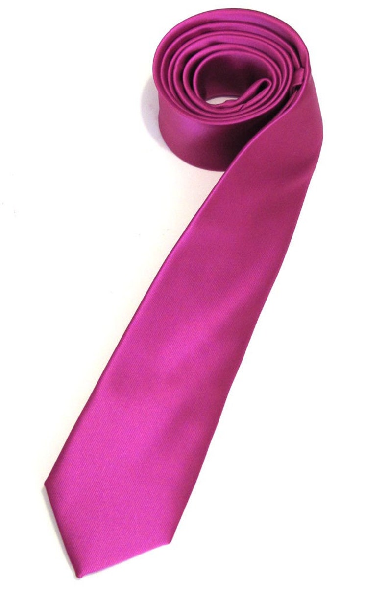 Mens Ties Fuchsia Pink Skinny Silk Necktie With Matching | Etsy
