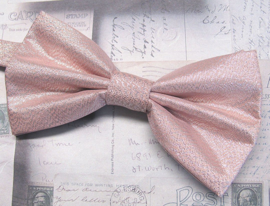 Mens Bowties. Lamé Pearl Pink Blush Metallic Bowtie With Matching ...