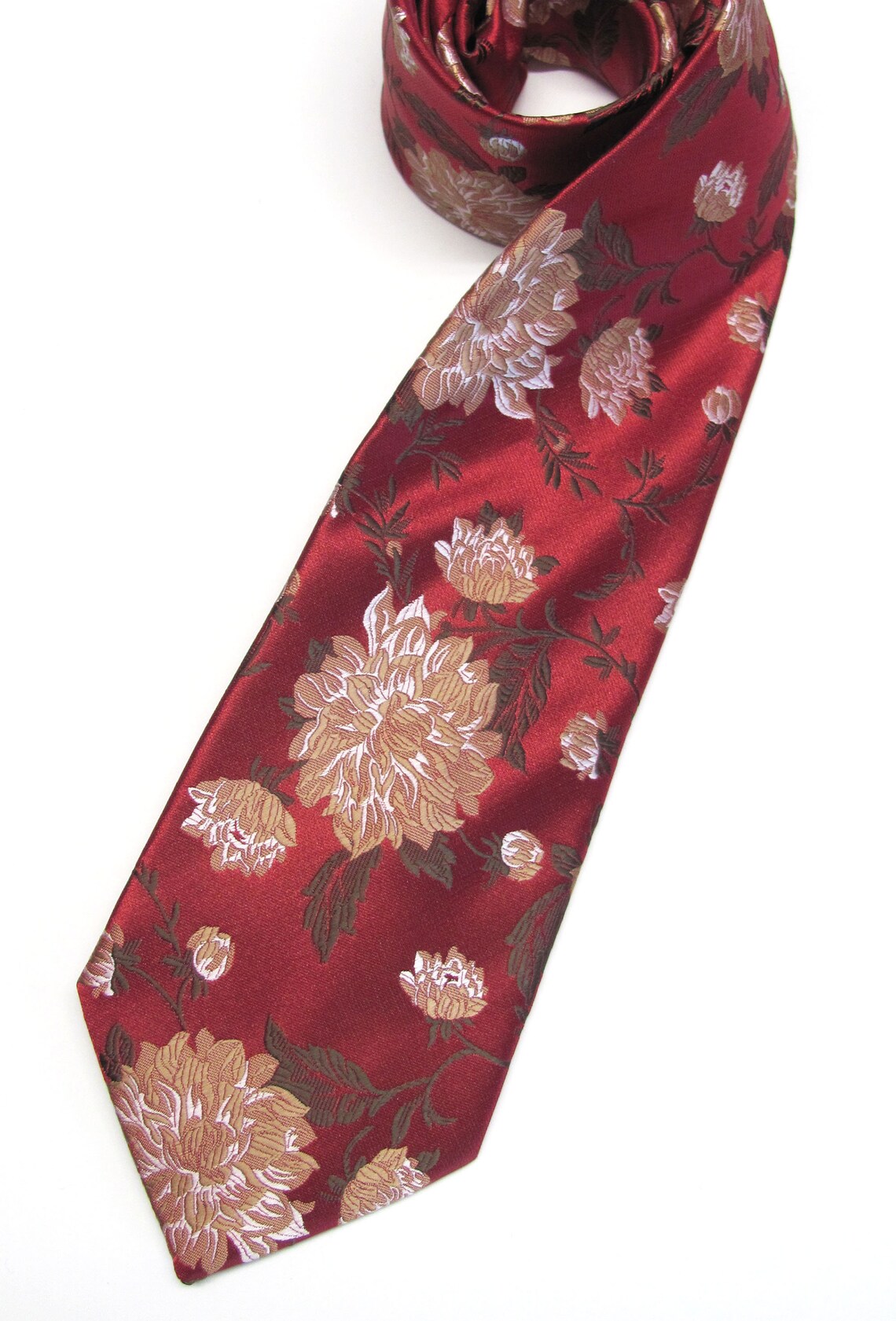 Mens Ties Red Gold Floral Mens Silk Necktie With Matching - Etsy