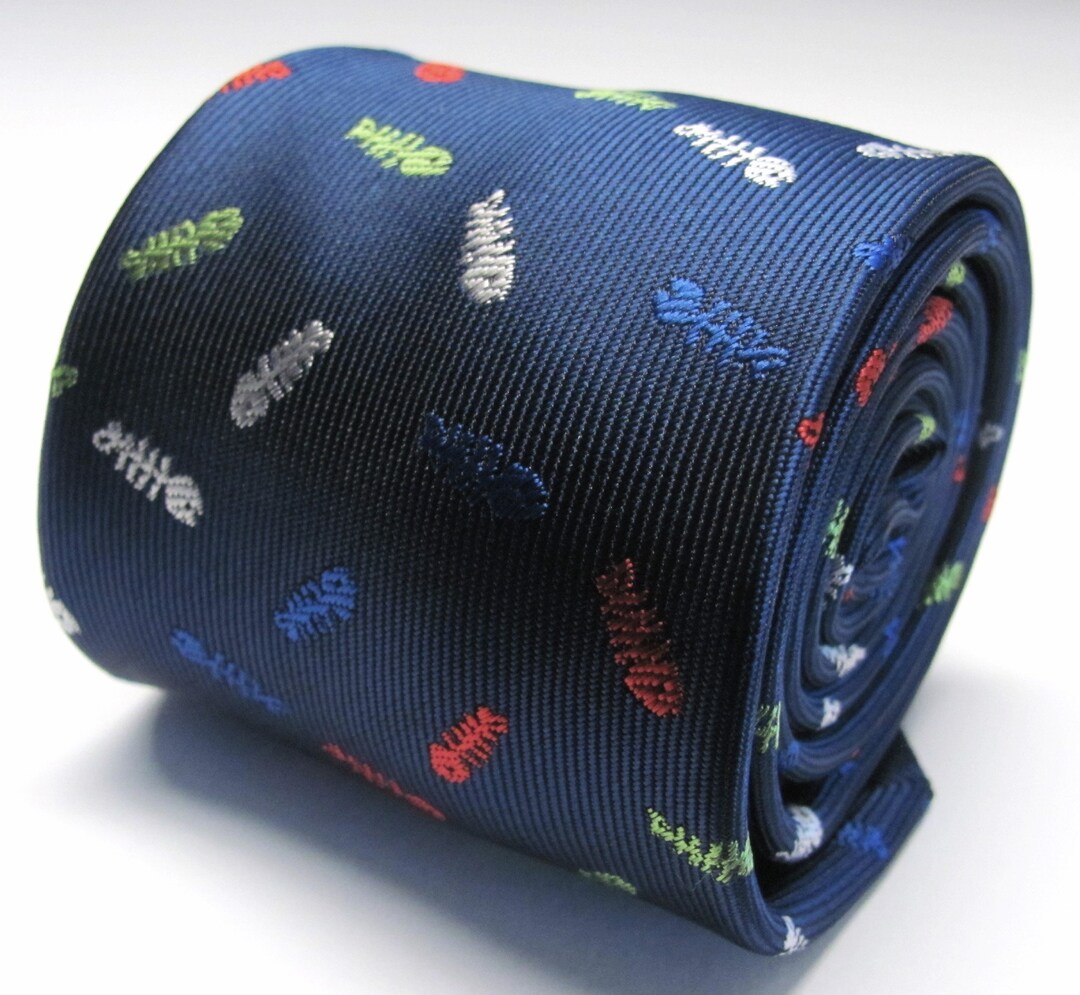 Blue Tie With Fish Bone Skeleton Design Necktie - Etsy