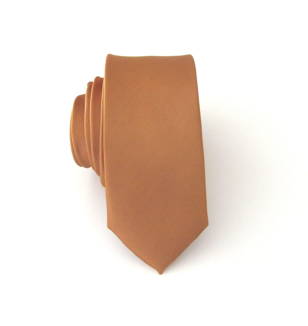 Rust Mens Tie With Matching Pocket Square Set Cognac Rust Skinny ...