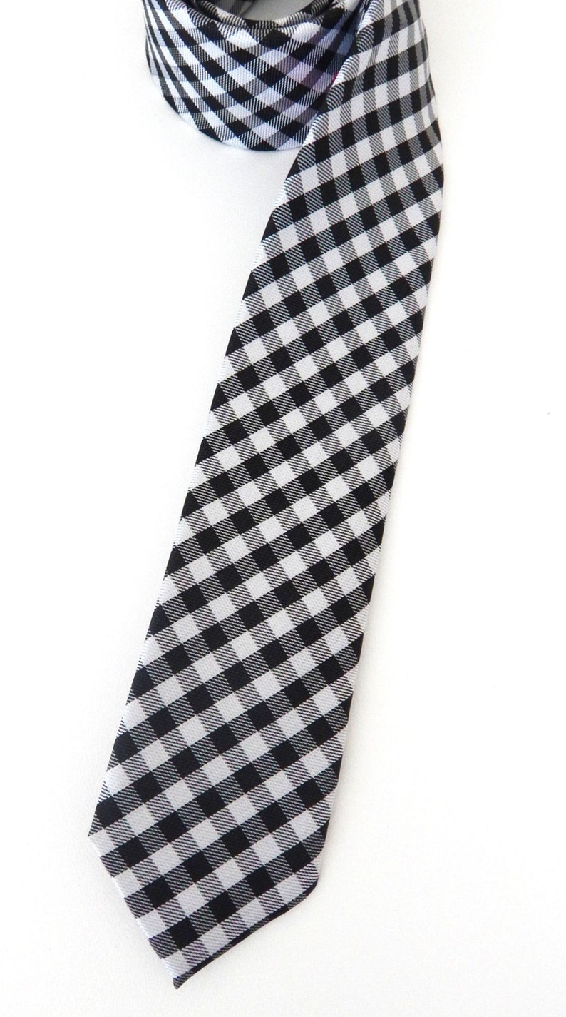 Mens Tie. Black and White Checkers Mens Skinny Necktie - Etsy