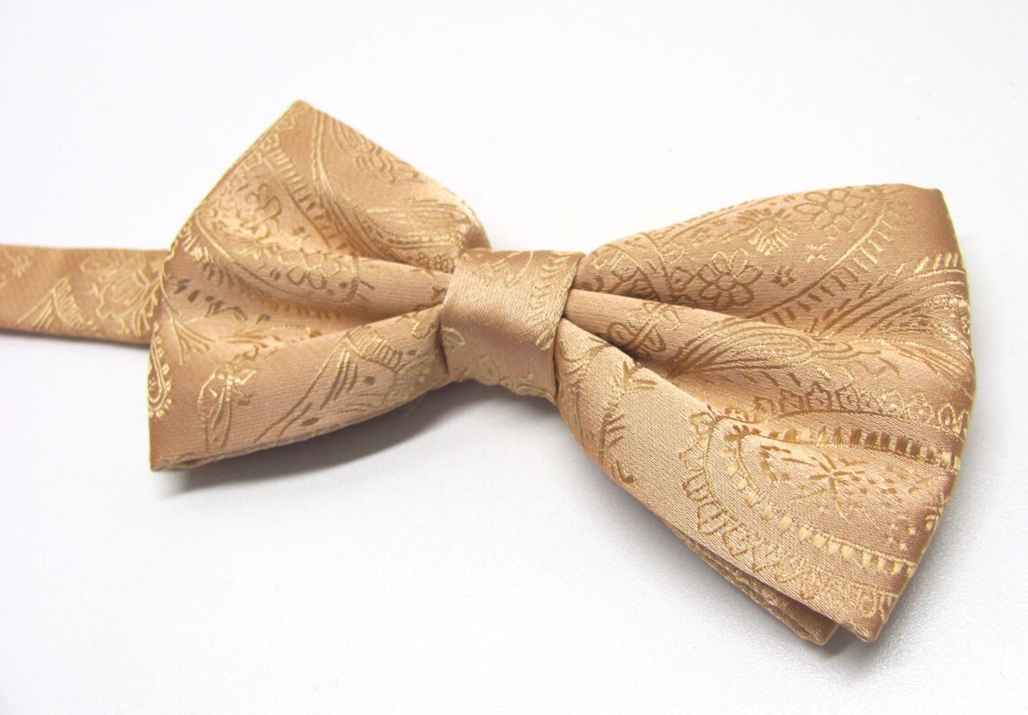 Mens Bowtie. Dusty Gold Paisley Bowtie With Matching Pocket | Etsy