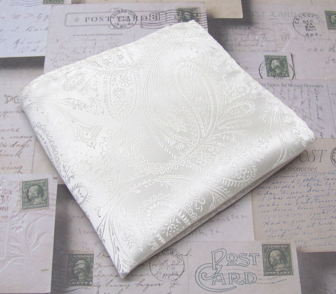 Pocket Square Ivory Paisley Hanky Handkerchief - Etsy