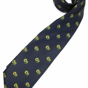 Navy Blue Tie With Sunflower Design Necktie - Etsy