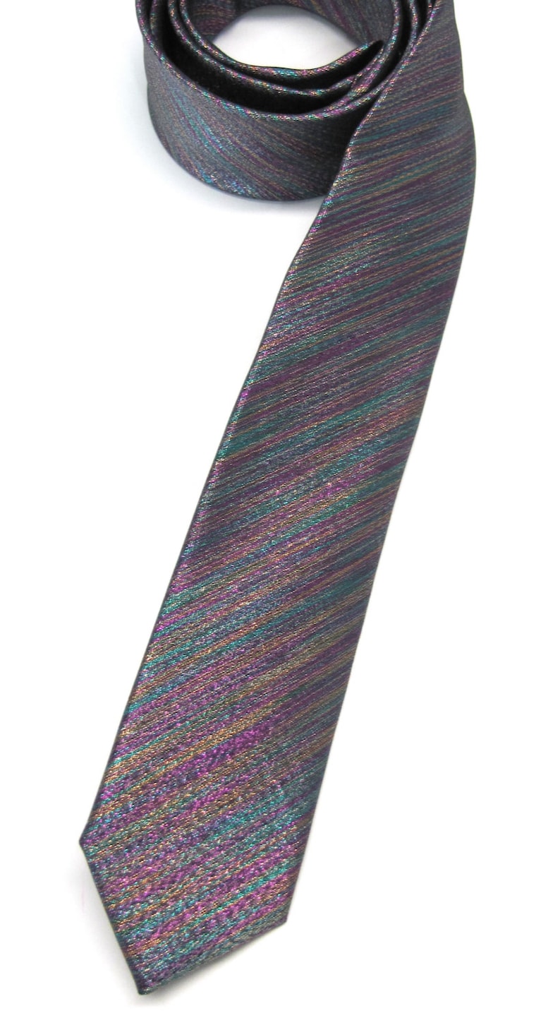 Mens Ties Necktie Metallic Lamé Rainbow Purple Teal Gold - Etsy