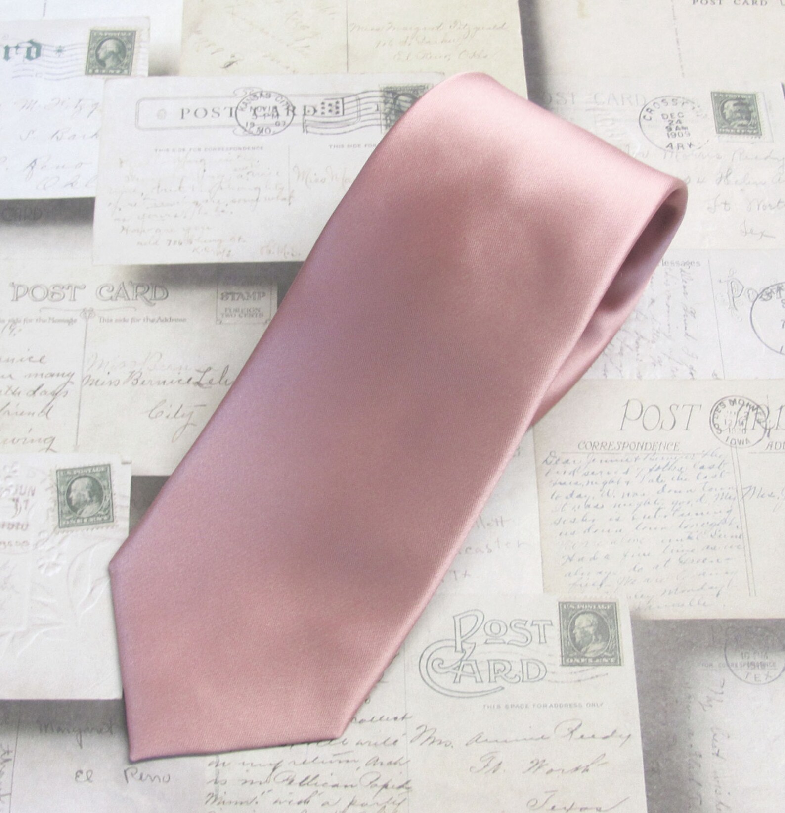 Dusty Rose Pink Narrow Necktie With Matching Pocket Square - Etsy