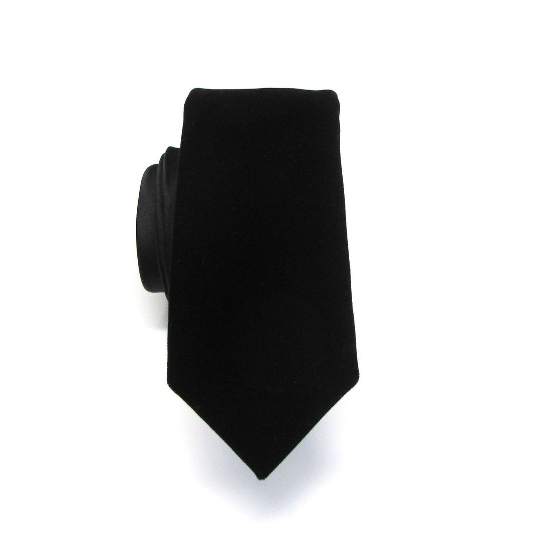 Velvet Tie. Black Velvet Skinny Tie With Matching Pocket Square Option ...