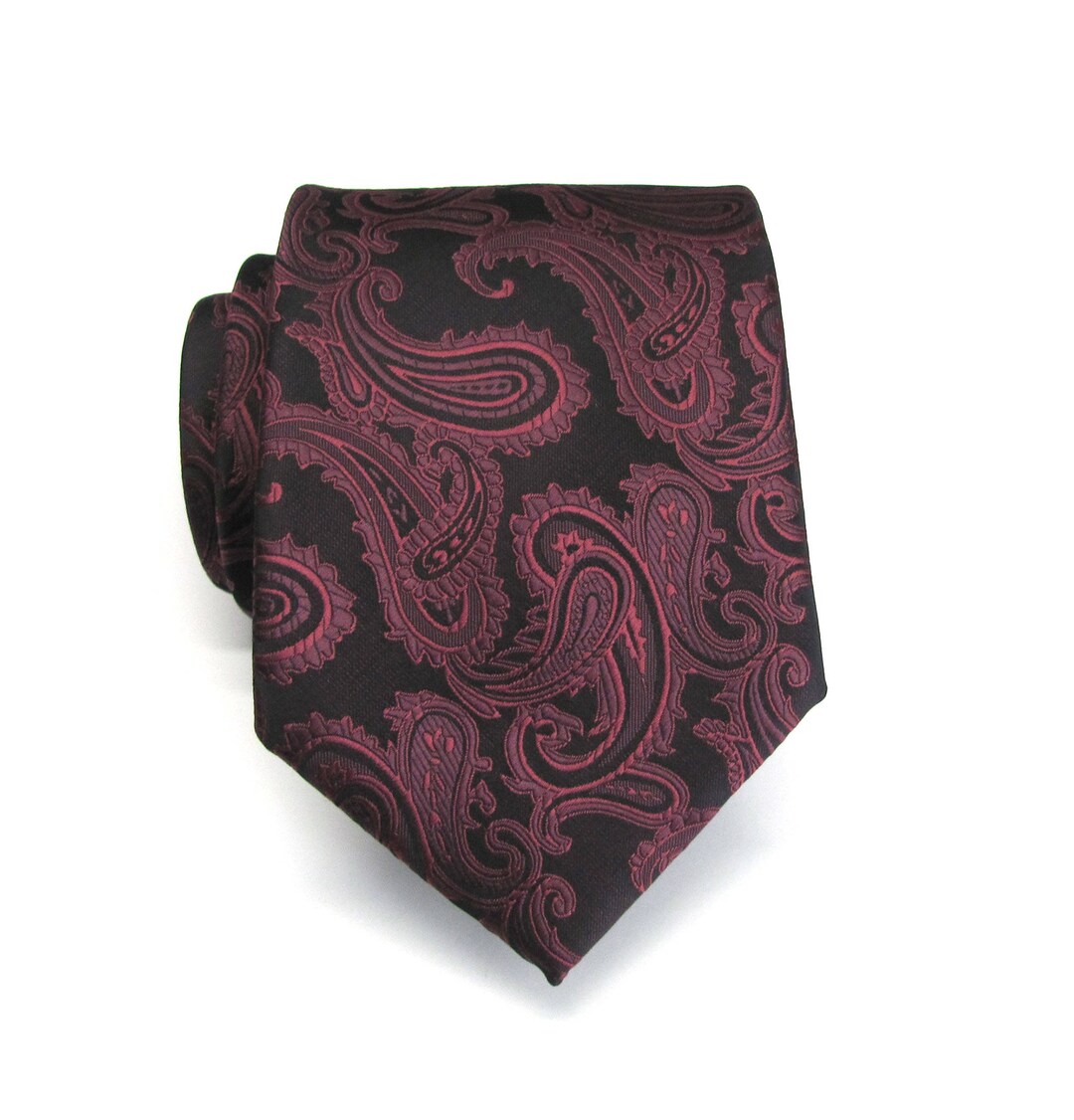 Mens Ties. Burgundy Maroon Black Paisley Necktie - Etsy
