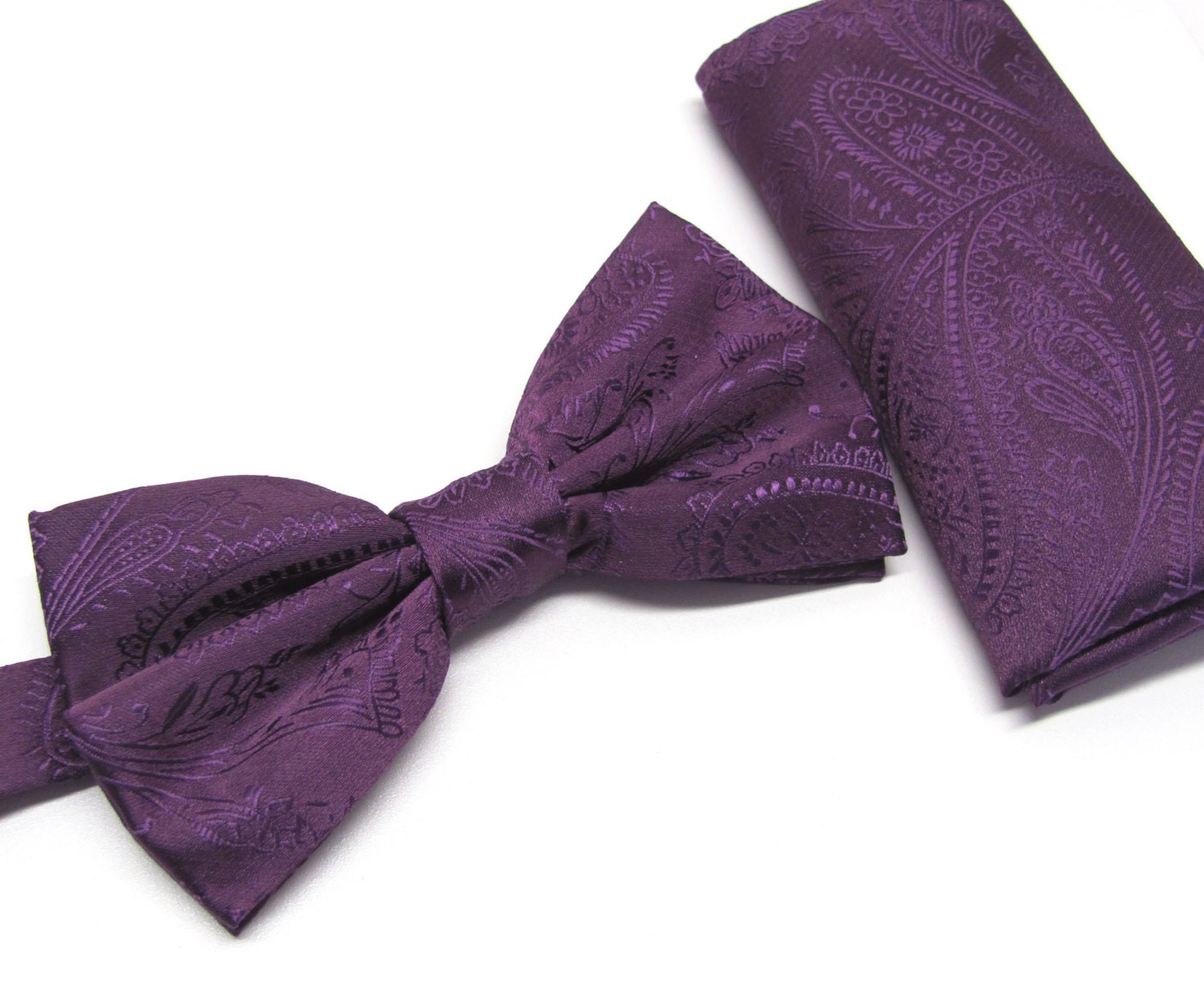 Mens Bowtie. Bowties. Eggplant Purple Paisley Bow Tie With | Etsy