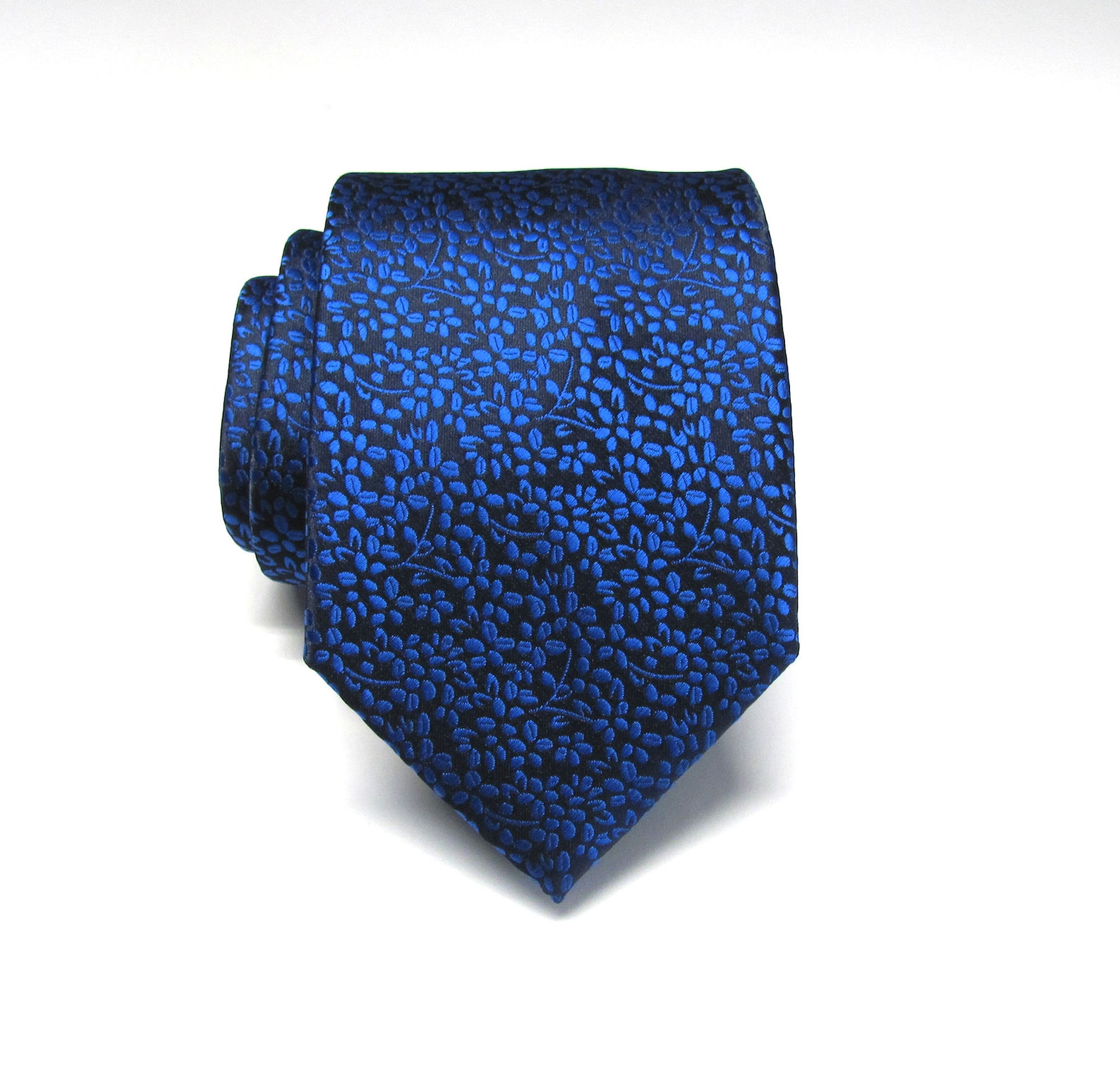 Mens Ties Royal Blue on Dark Navy Blue Floral Mens Silk Necktie Wedding ...