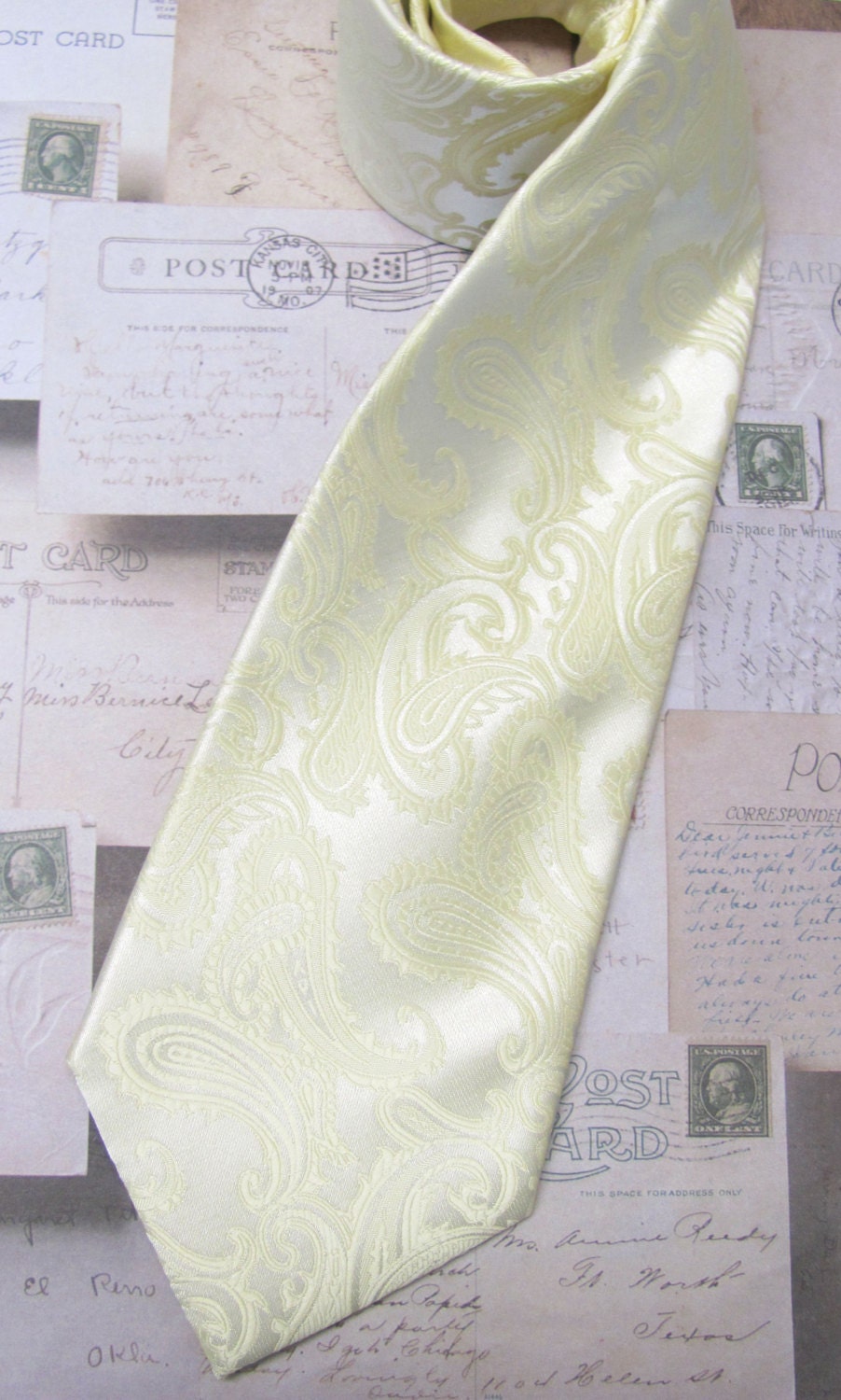 Mens Tie Pastel Yellow Paisley Necktie - Etsy