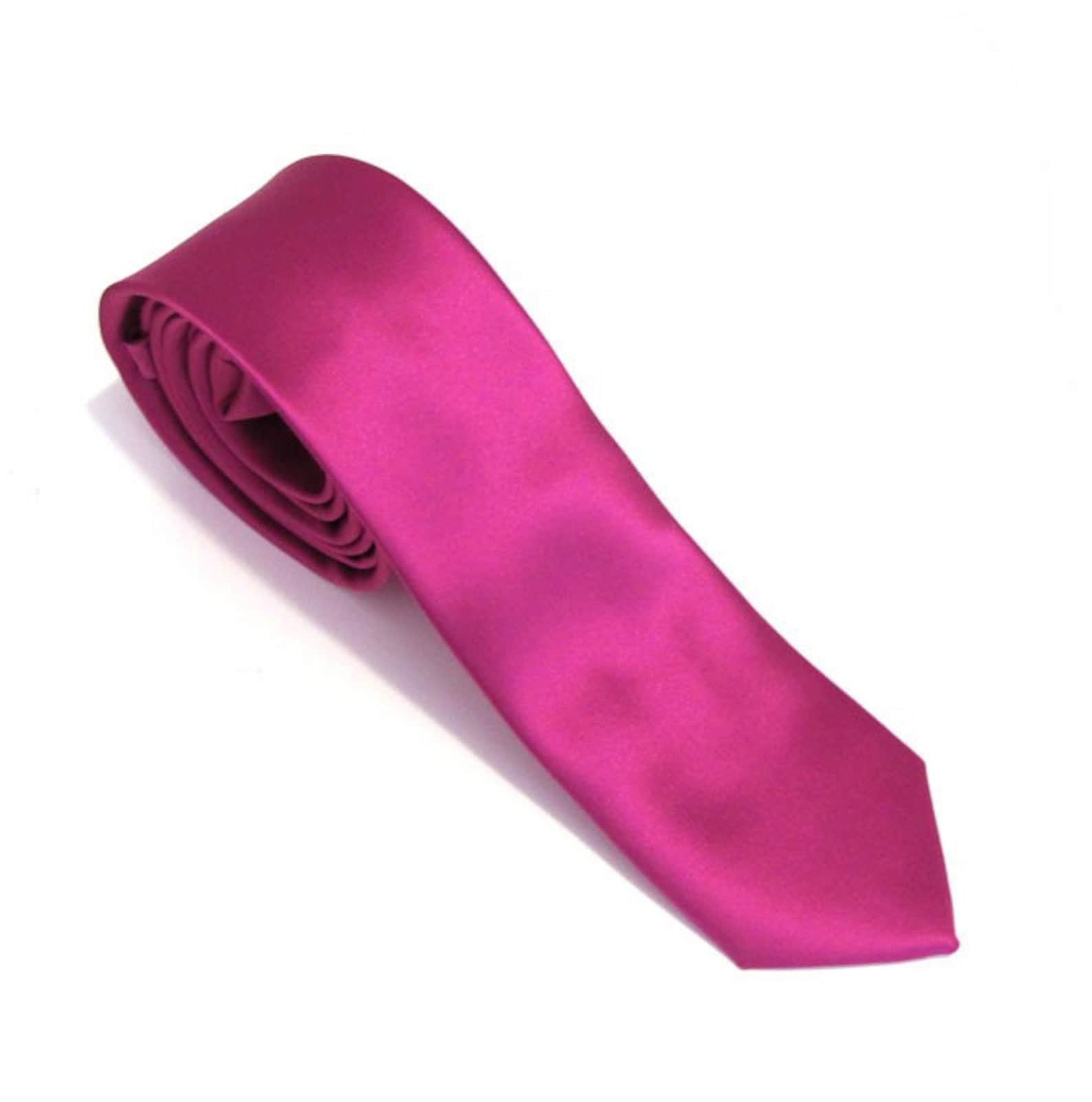 Mens Ties Fuchsia Pink Skinny Silk Necktie With Matching - Etsy