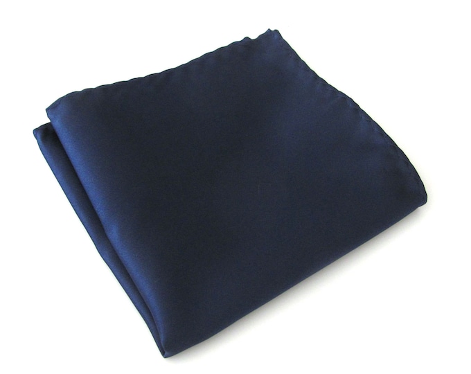 Solid Navy Pocket Square Wedding Hanky in Navy Blue Satin Finish Solid ...