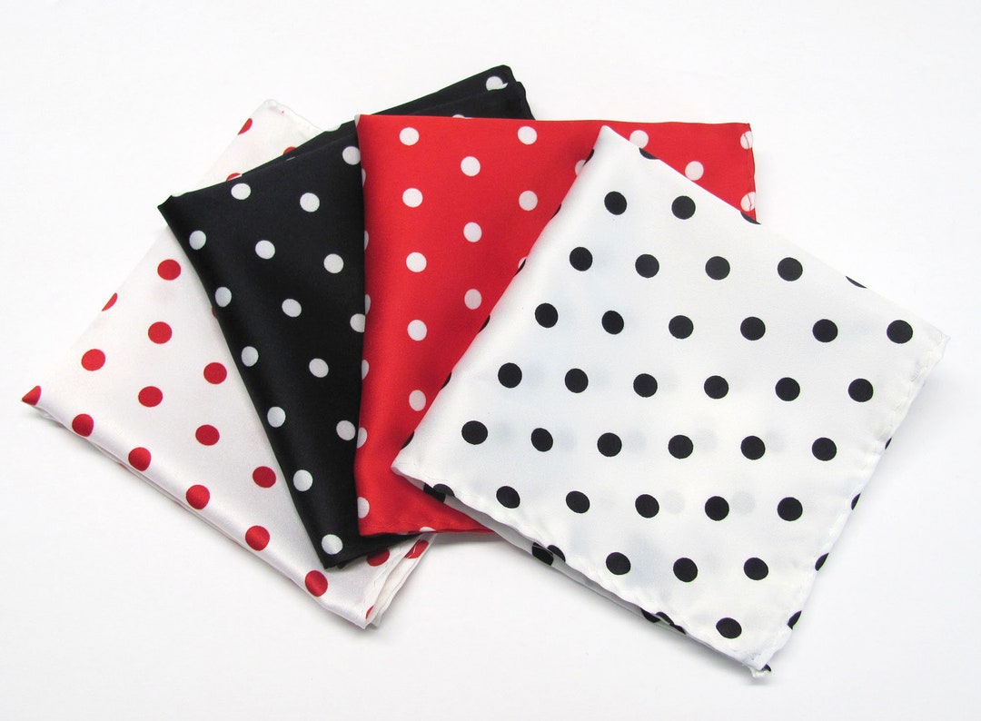 Pocket Square Mens Hankerchief Hanky Polka Dot Black White Red - Etsy