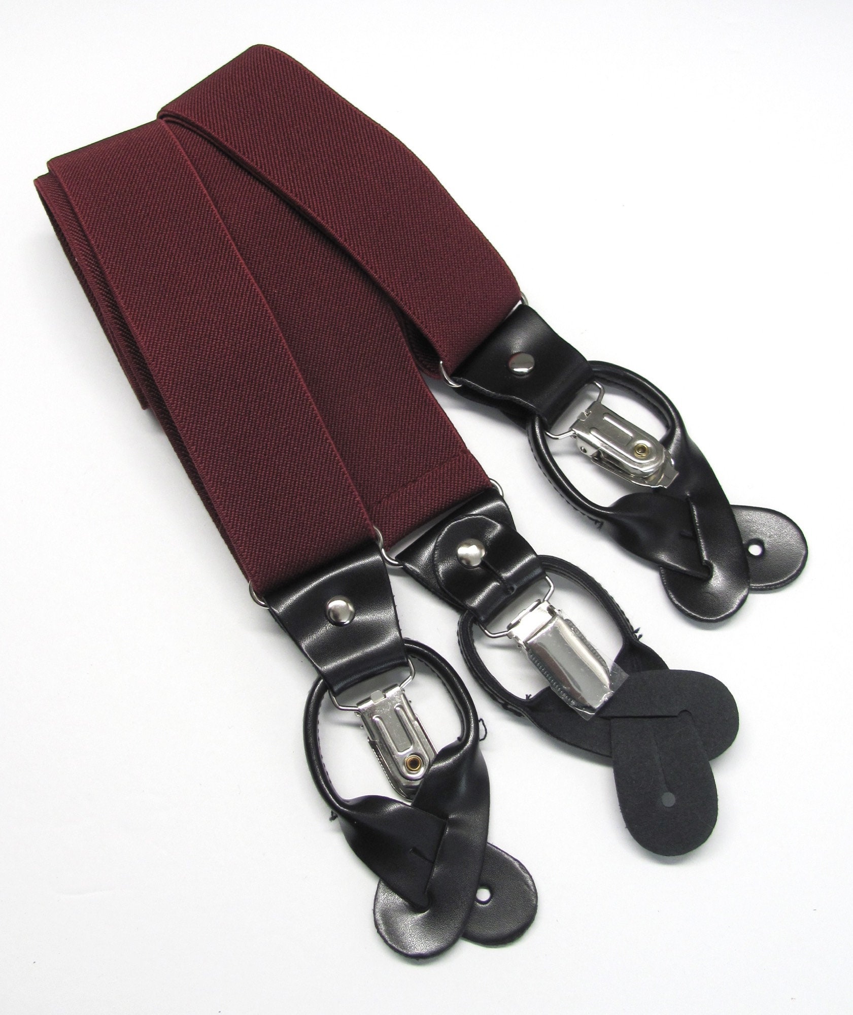 Burgundy Maroon Combination Suspender Braces With Y-back Elastic ...