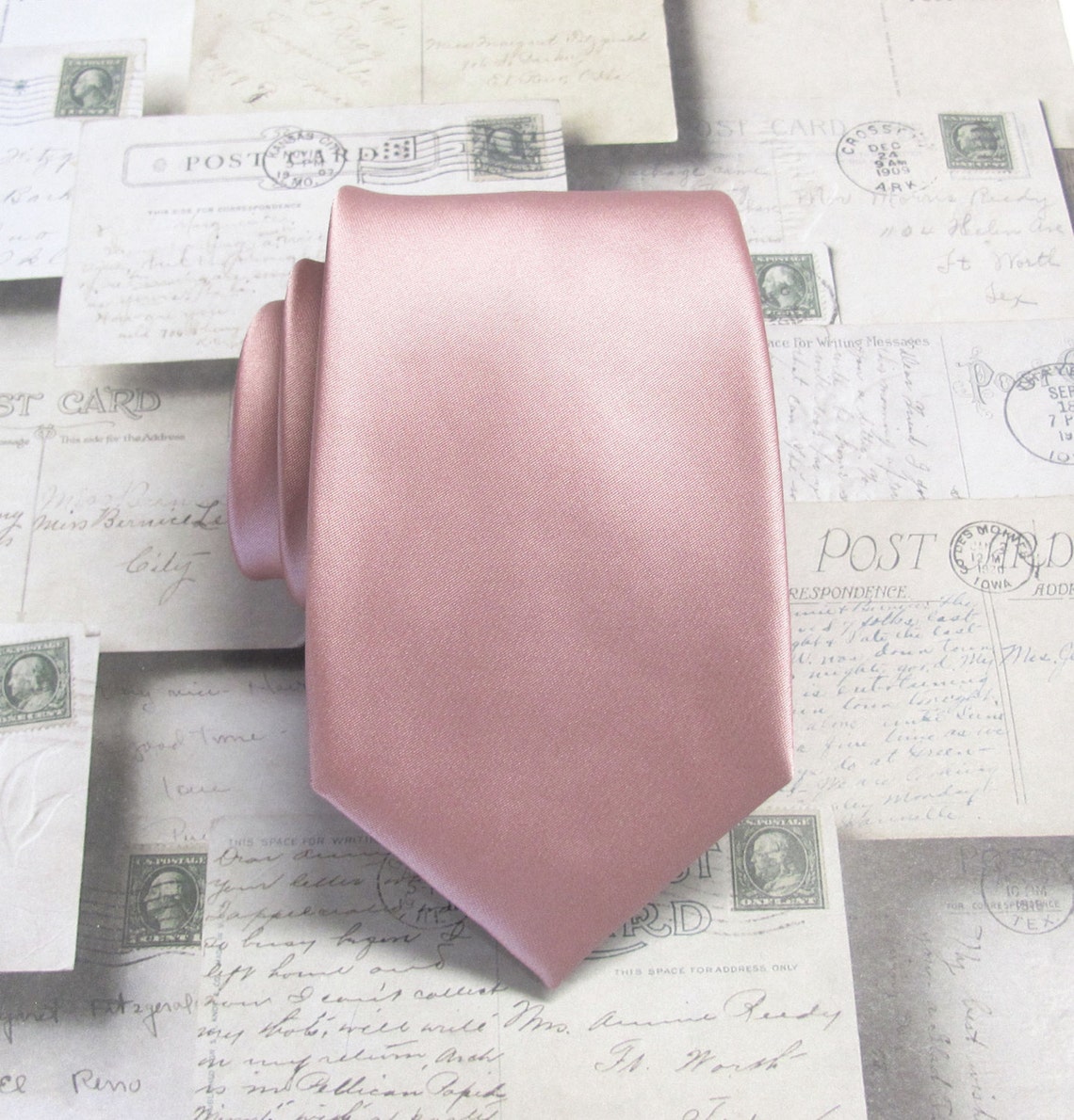 Dusty Rose Pink Narrow Necktie With Matching Pocket Square - Etsy