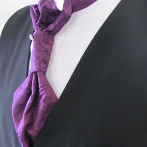 Mens Eggplant Purple Paisley Ascot Cravat Pre Tied Mens Ascot With ...