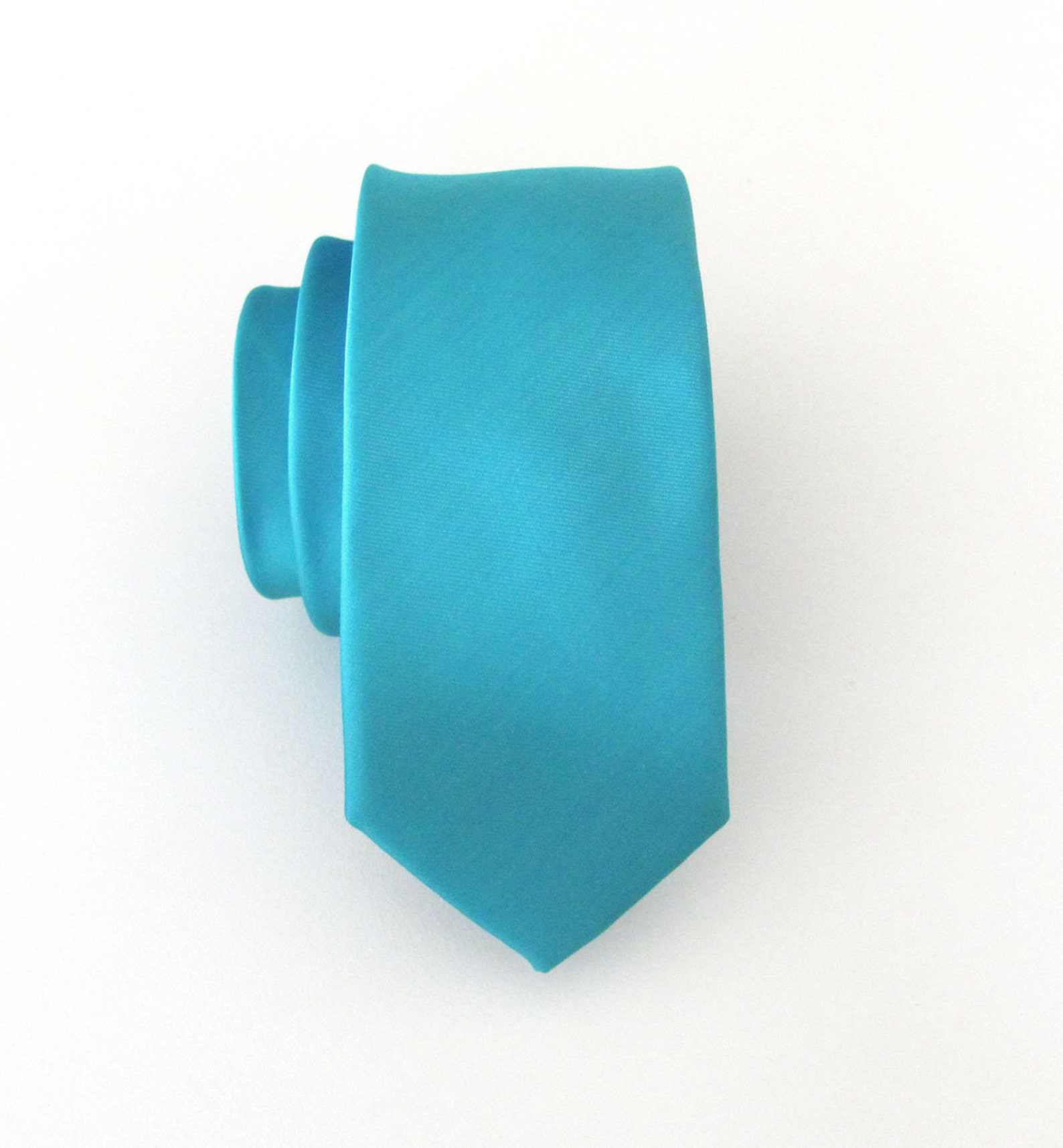 Mens Necktie Teal Blue Light Turquoise Skinny Tie With | Etsy