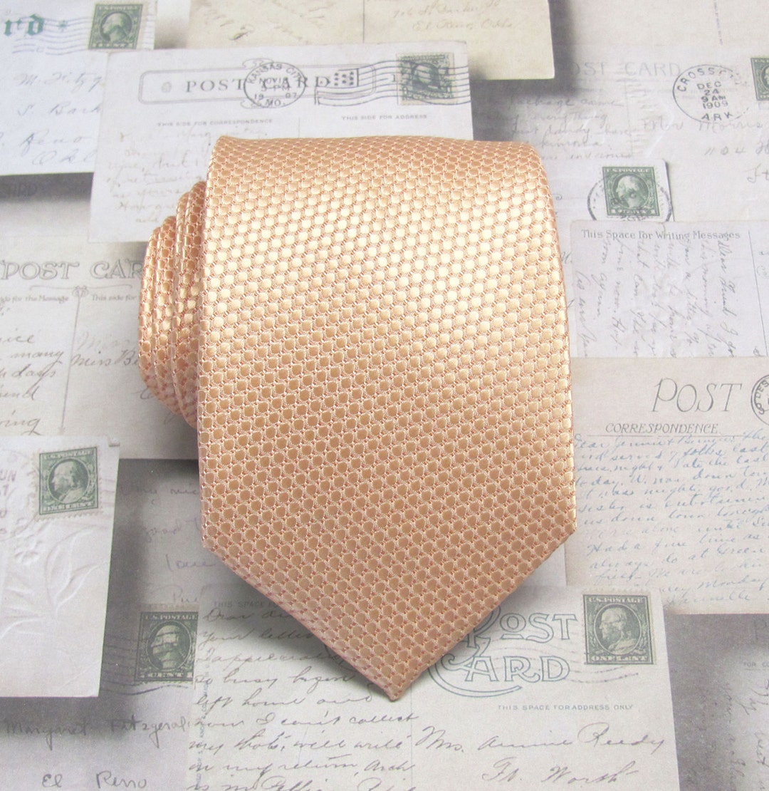 Mens Tie. Pastel Peach Blush Oval Patterned Mens Necktie With Matching ...
