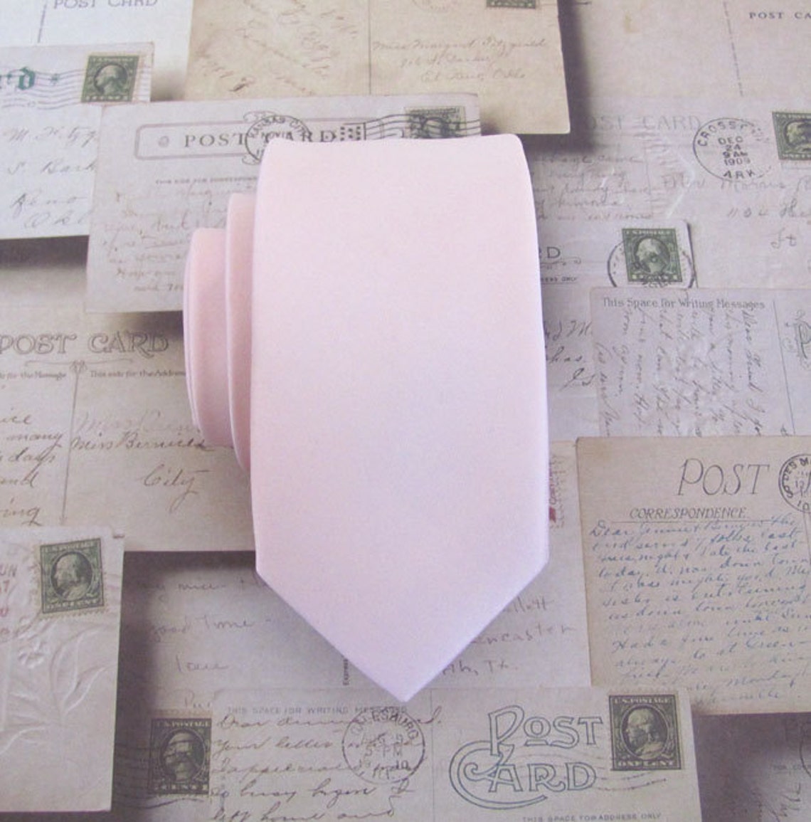 Mens Ties Pastel Pink Tie Skinny Tie With Matching Pocket Square Option ...