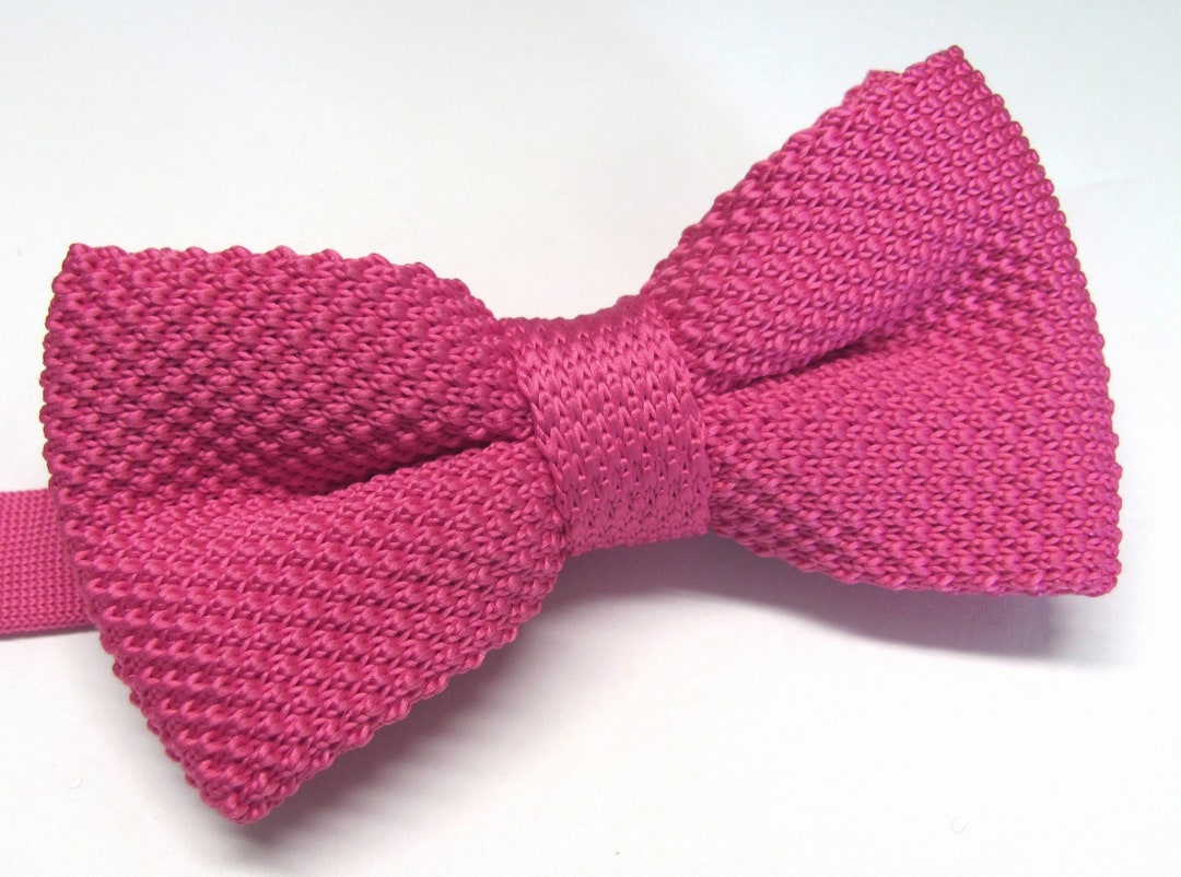 Hot Pink Bow Tie Fuchsia Knit Bowtie - Etsy