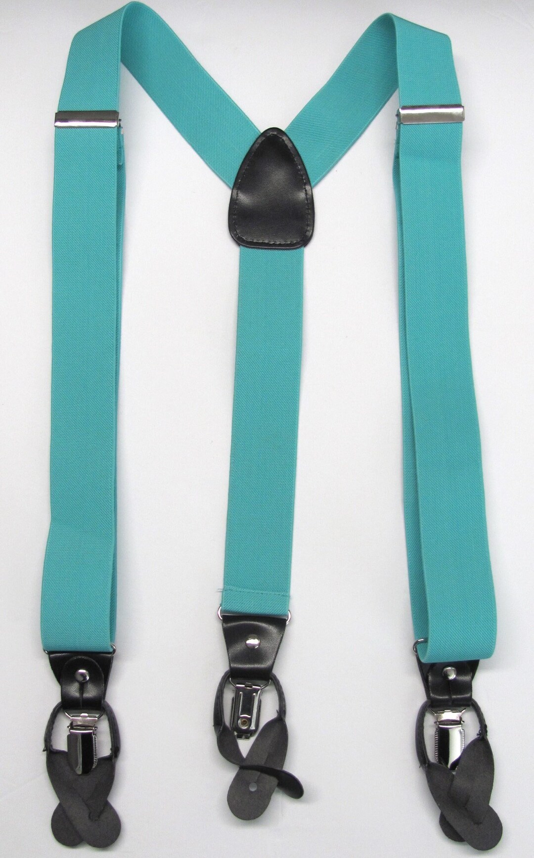 Turquoise Teal Combination Suspender Braces With Y-back Elastic Adjustable Straps and 3 Strong ...