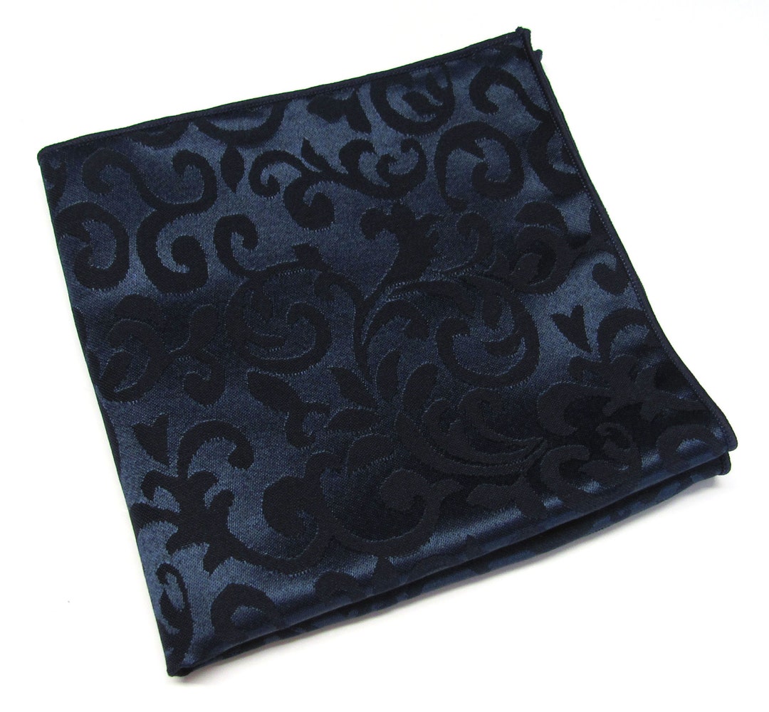 Pocket Square Dark Navy Blue Vine Floral Hanky Handkerchief - Etsy