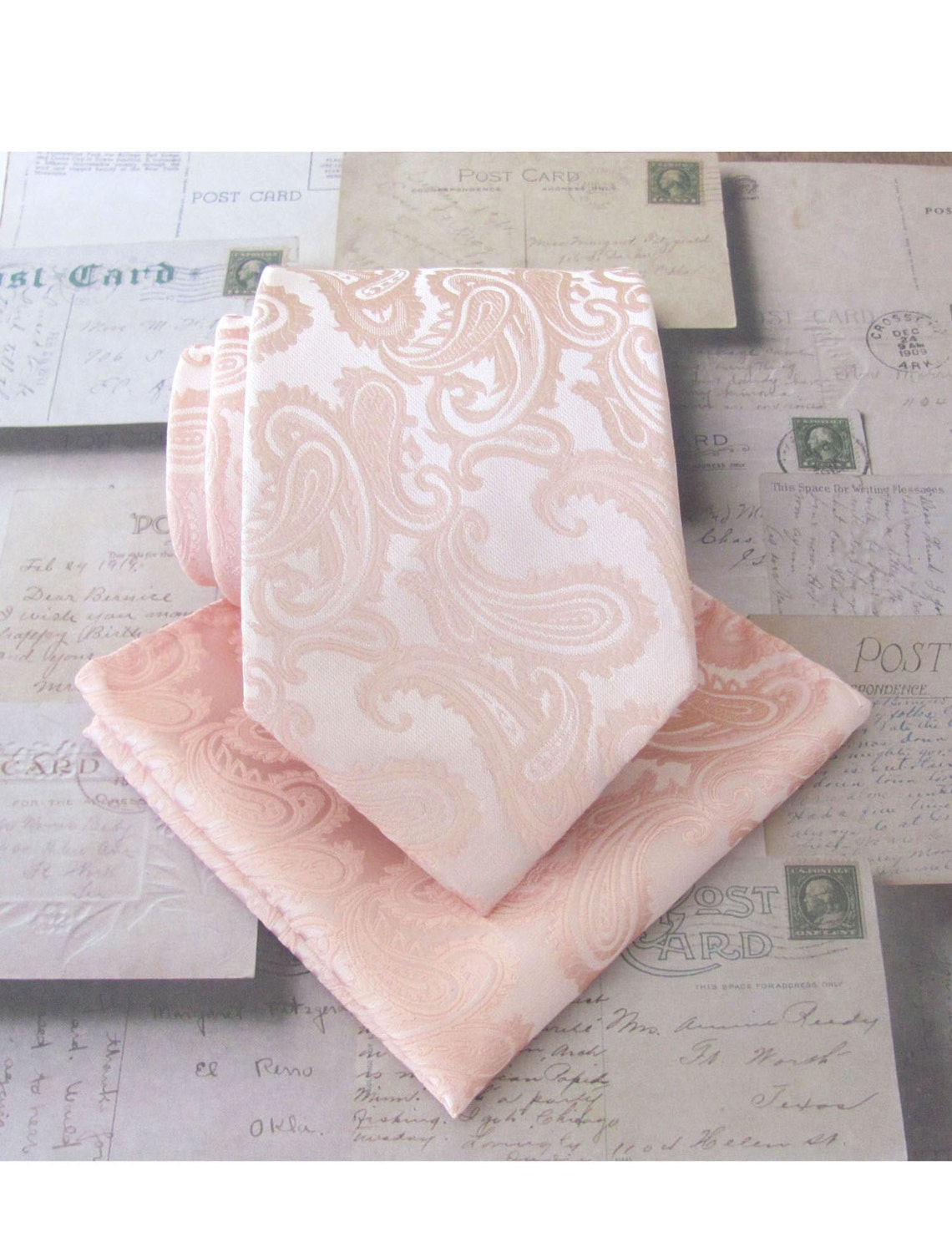 Mens Ties. Peach Tie. Men's Tie Pastel Peach Pale Apricot Paisley ...