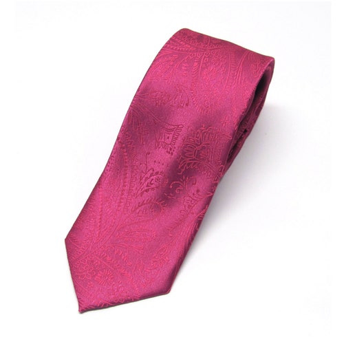 Mens Tie Raspberry Fuchsia Paisley Silk Necktie With - Etsy
