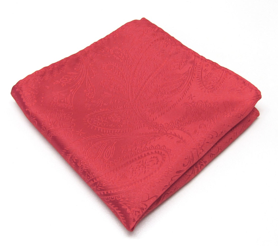 Pocket Squares Silk Red Paisley Hanky Handkerchief - Etsy