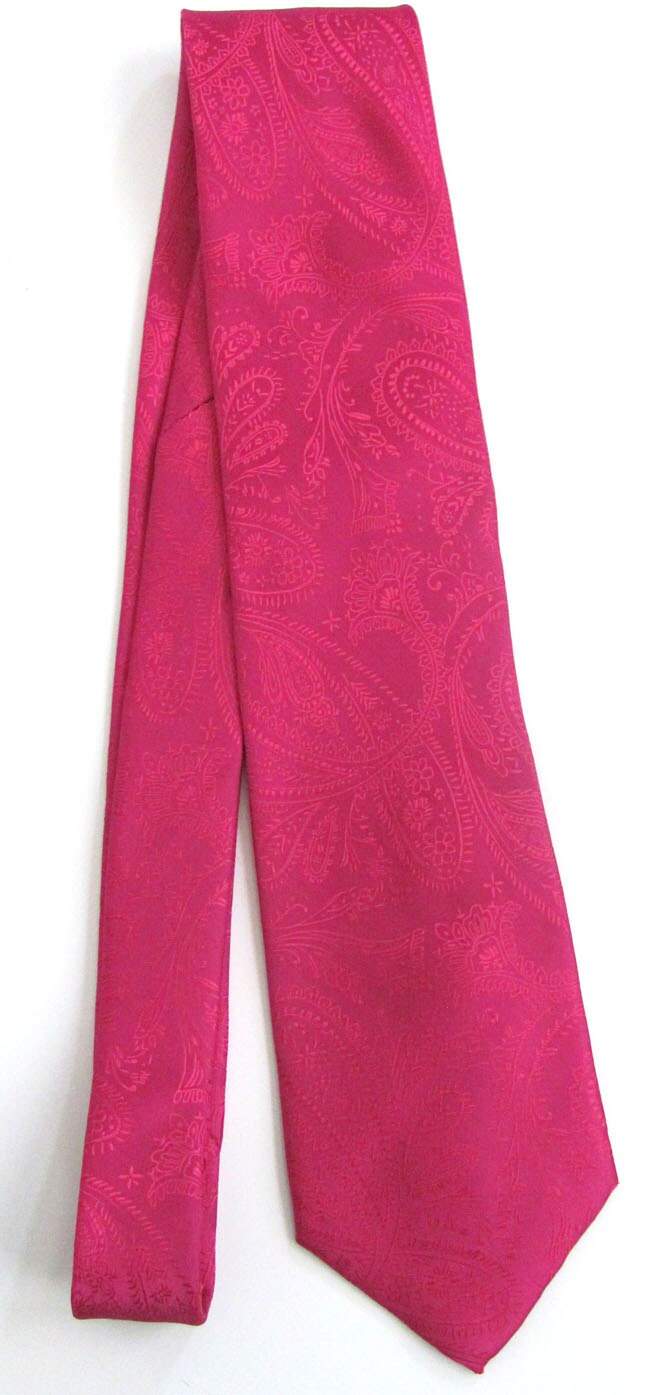 Mens Tie Raspberry Fuchsia Paisley Silk Necktie With | Etsy