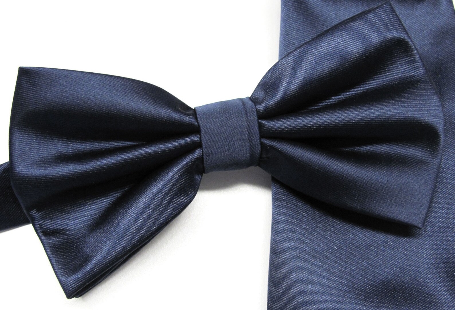 Mens Bowtie. Navy Blue Bowties With Matching Pocket Square - Etsy