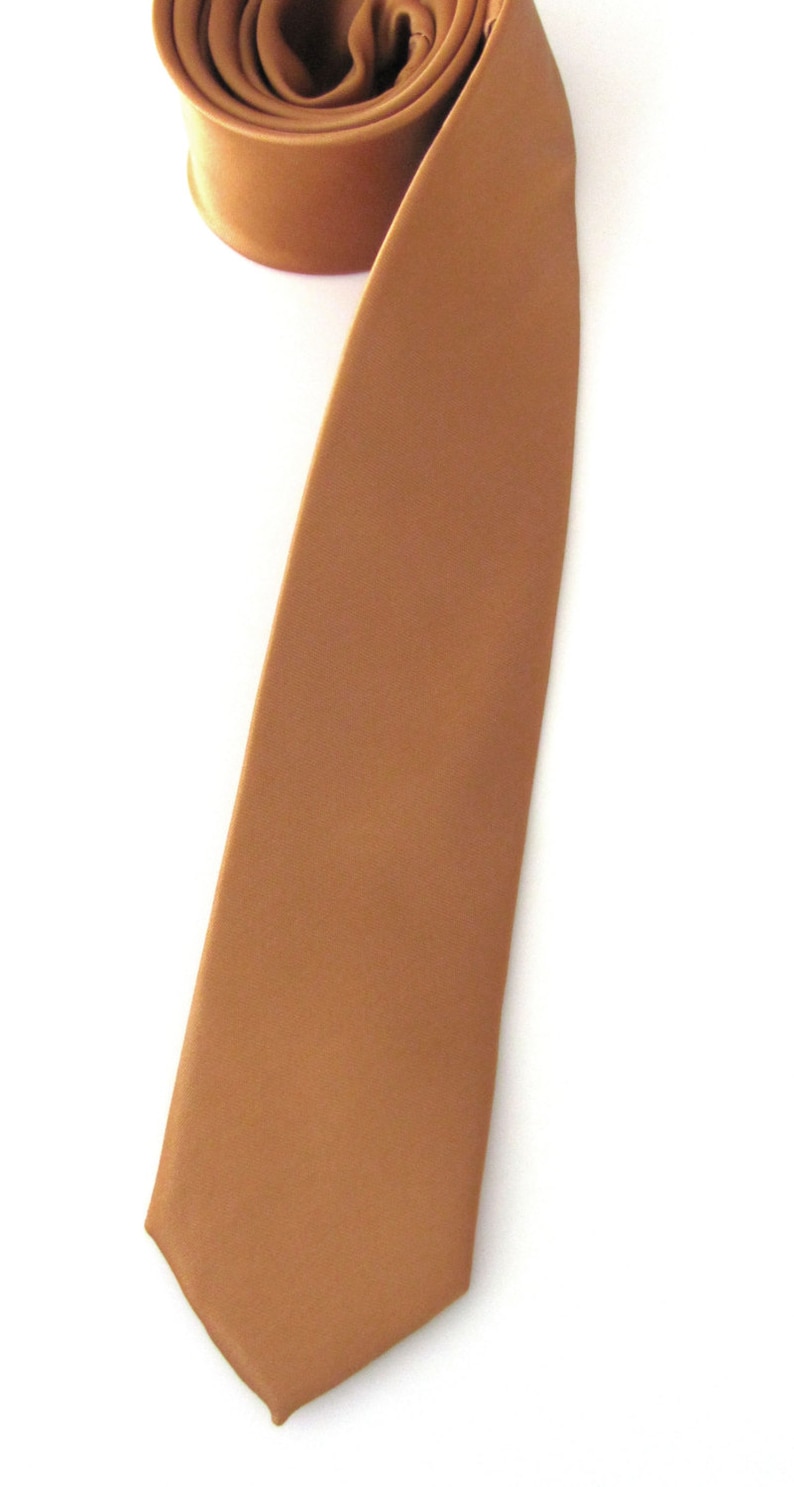 Rust Mens Tie With Matching Pocket Square Set Cognac Rust Skinny ...