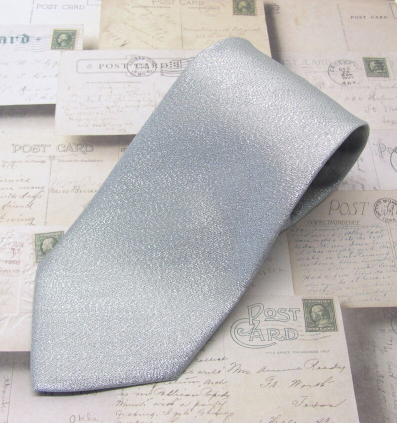 Mens Ties. Necktie Lamé Silver Metallic Tie With Matching | Etsy