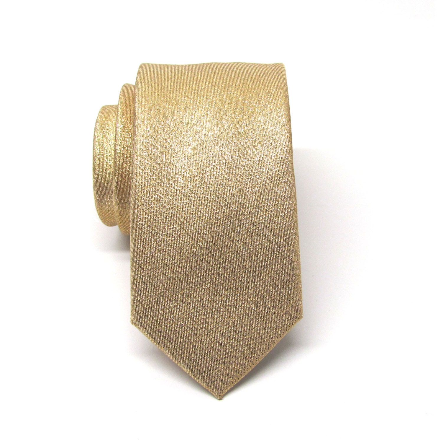 Mens Ties Necktie Metallic Lamé Gold Metallic Skinny Tie Etsy