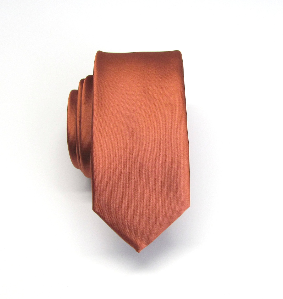 Copper Rust Bronze Mens Ties With Matching Pocket Square Handkerchief ...