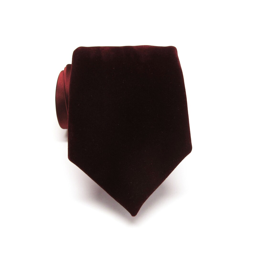 Velvet Mens Ties. Burgundy Dark Red Velvet Wedding Necktie With ...