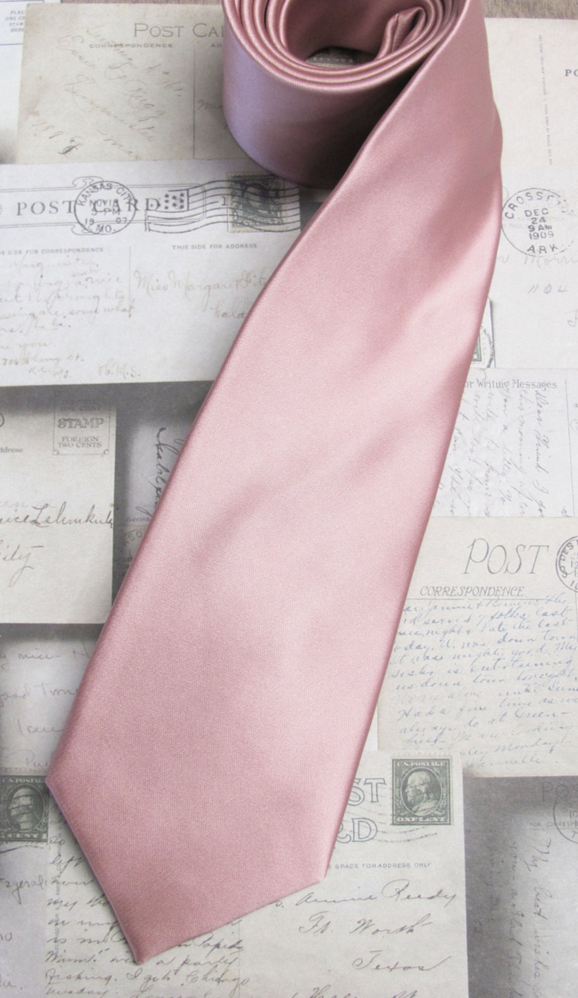 Dusty Rose Pink Narrow Necktie With Matching Pocket Square - Etsy