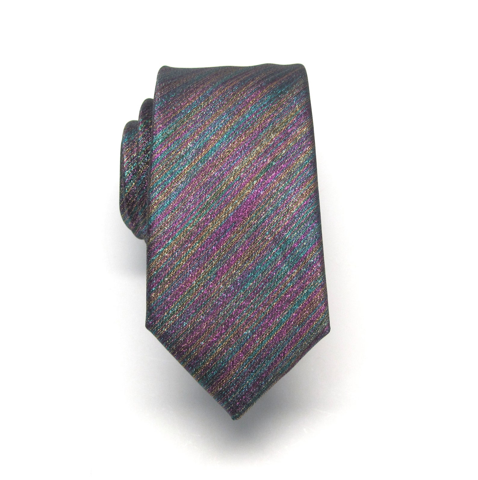 Mens Ties Necktie Metallic Lamé Rainbow Purple Teal Gold Metallic ...