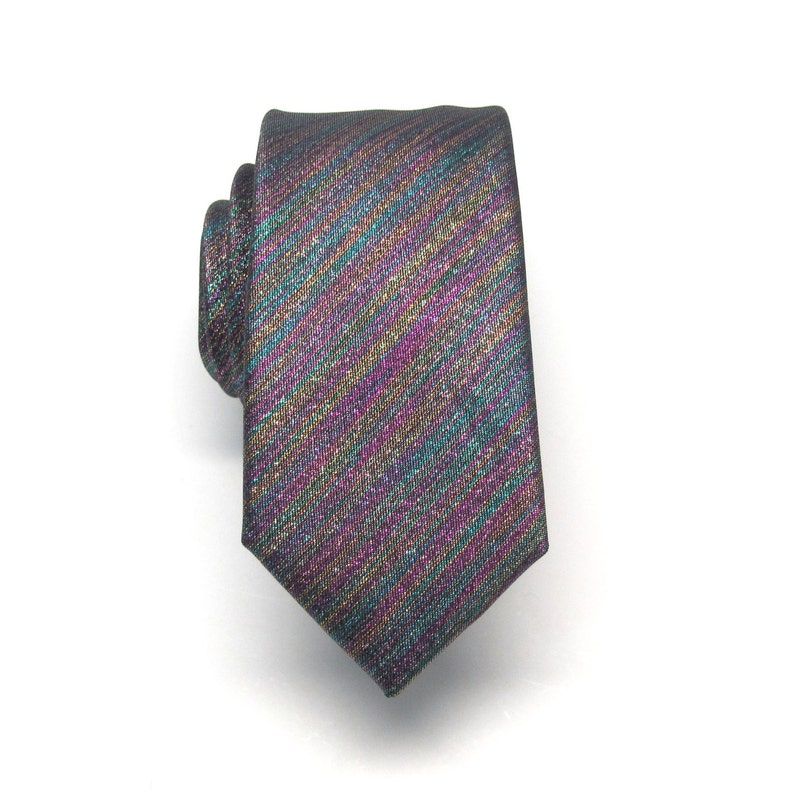 Mens Ties Necktie Metallic Lamé Rainbow Purple Teal Gold Metallic ...