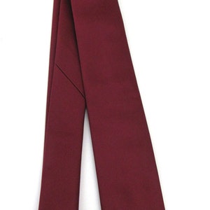 Mens Tie Dark Maroon Burgundy Skinny Silk Necktie With Matching Pocket ...