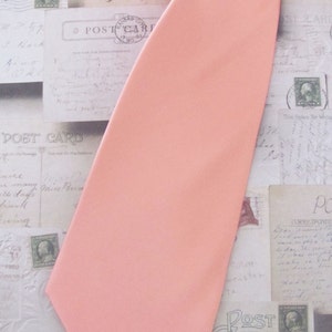 Peach Mens Tie With Matching Pocket Square Handkerchief Coral Peach ...