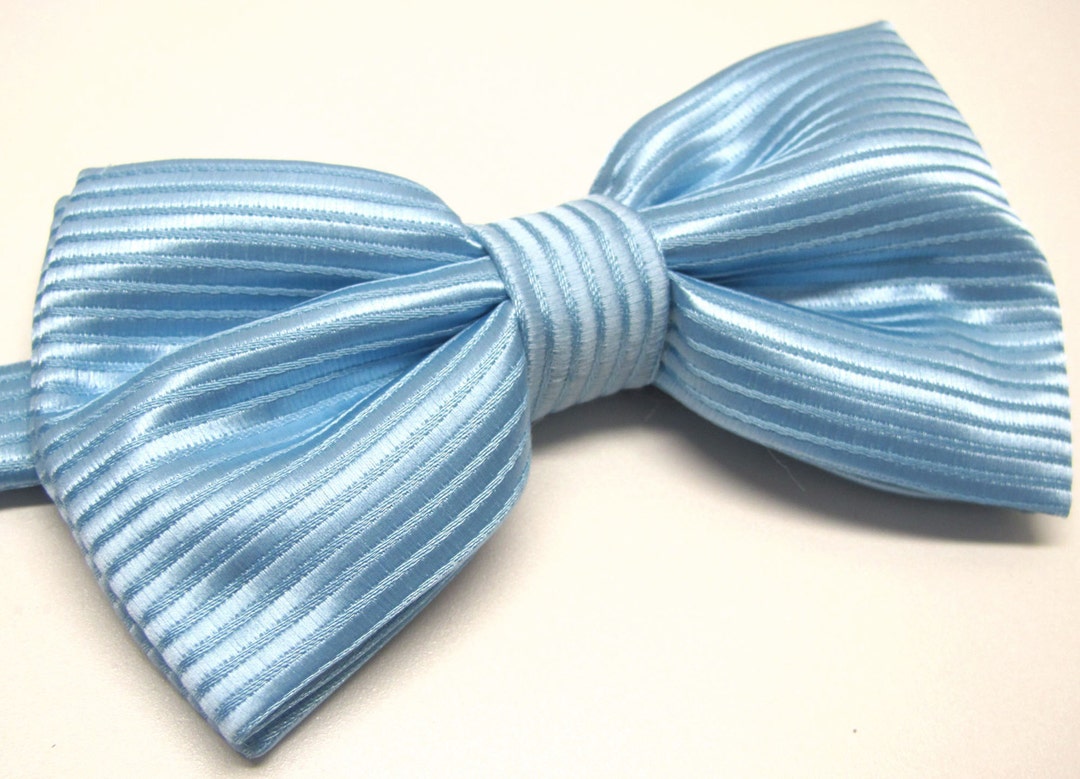 Mens Bowties. Blue Bow Tie. Sky Blue Stripes Bowtie With Matching ...