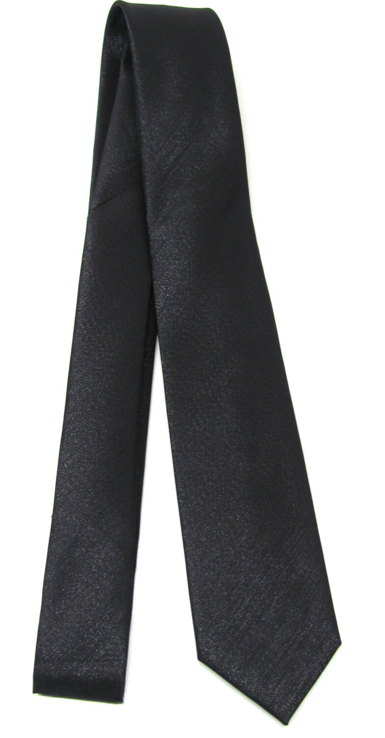 Mens Ties Necktie Lamé Black Metallic Skinny Tie | Etsy