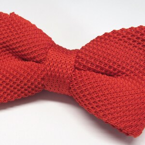 Red Knit Bow Tie Scarlet Red Bowtie - Etsy
