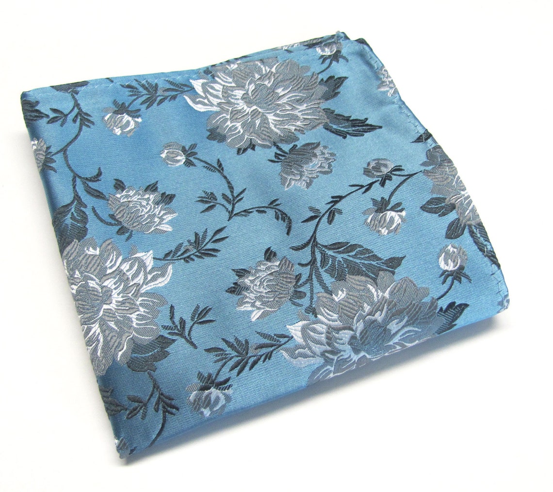 Mens Ties Blue Gray Silver Floral Mens Silk Necktie Wedding - Etsy