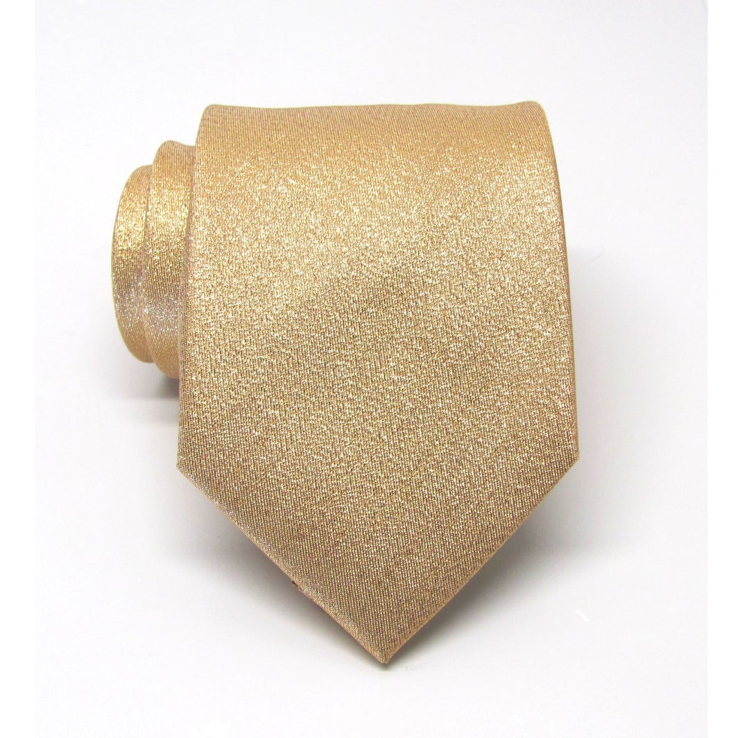 Mens Ties. Necktie Lamé Gold Metallic Tie With Matching Pocket Square ...