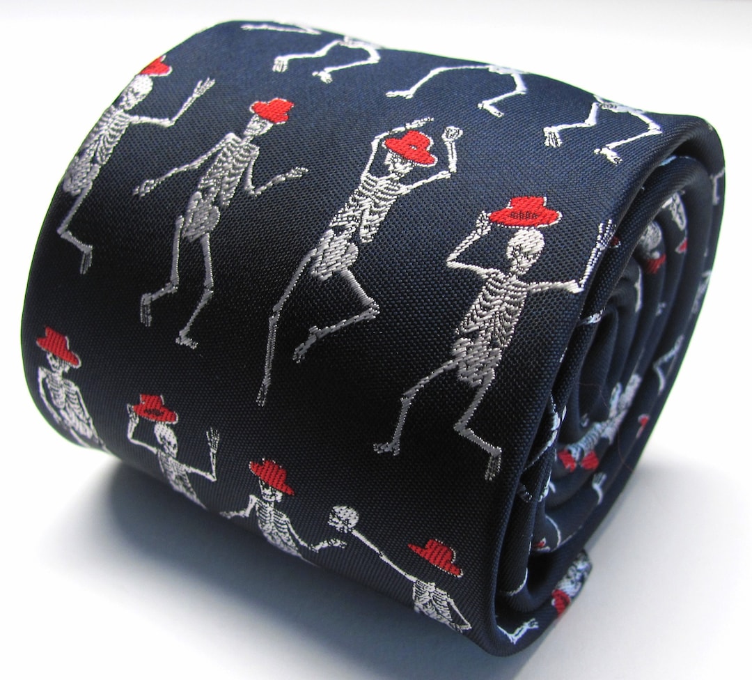 Navy Blue Mens Tie With Halloween Dancing Skeleton Design Necktie - Etsy